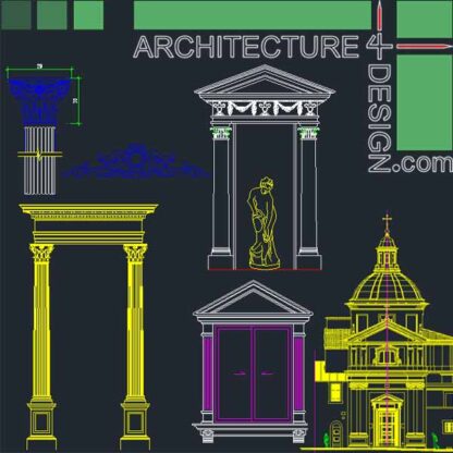 Islamic architecture ornament motifs and arches for AutoCad