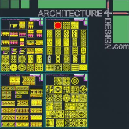 Islamic architecture ornament motifs and arches for AutoCad
