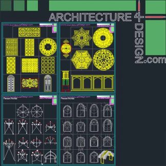 Islamic architecture ornament motifs and arches for AutoCad