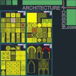 Islamic architecture ornament motifs and arches for AutoCad