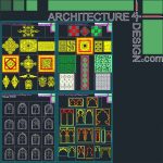 Islamic architecture ornament motifs and arches for AutoCad