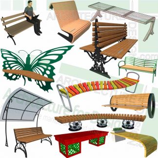 Site furniture, Sketchup 3D models of outdoor furniture