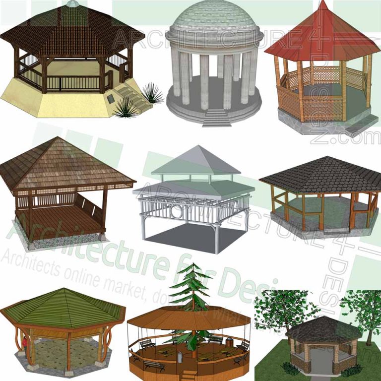 Gazebo, pergola, canopy and shelter, SketchUp 3D models
