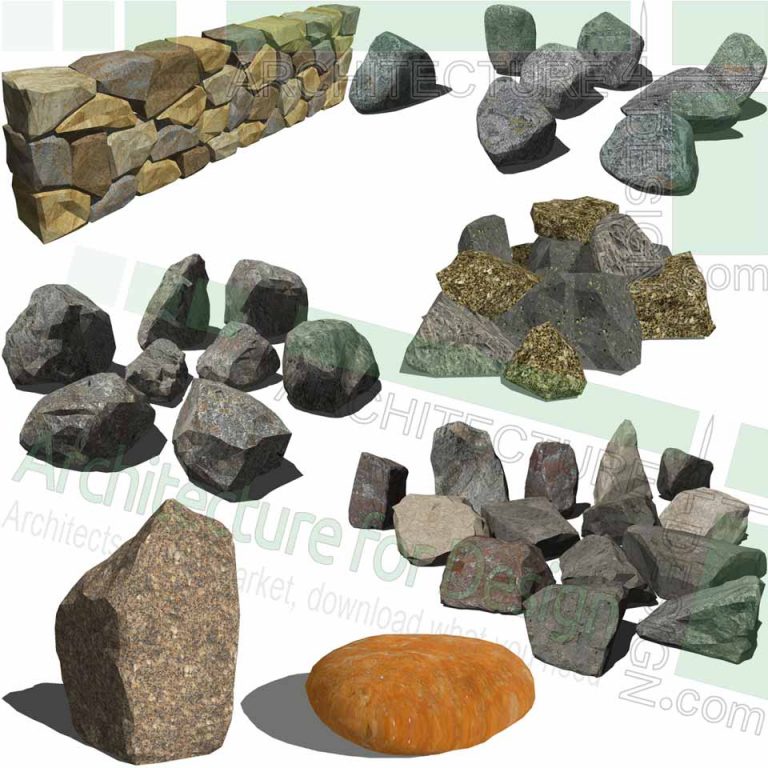 stones, rocks and fountains, Sketchup 3D models for landscape design ...