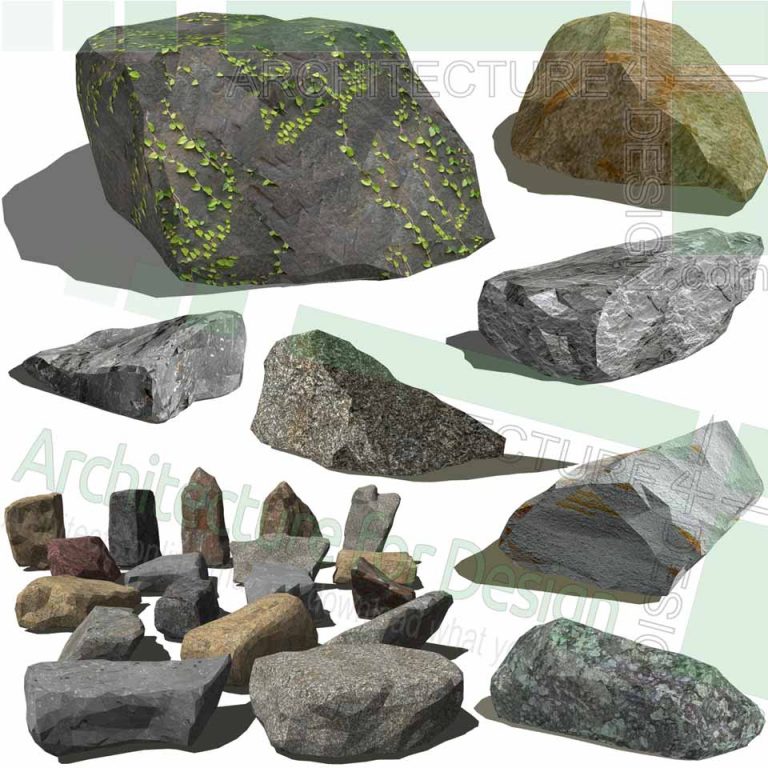stones, rocks and fountains, Sketchup 3D models for landscape design ...