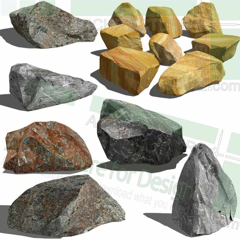 stones, rocks and fountains, Sketchup 3D models for landscape design ...